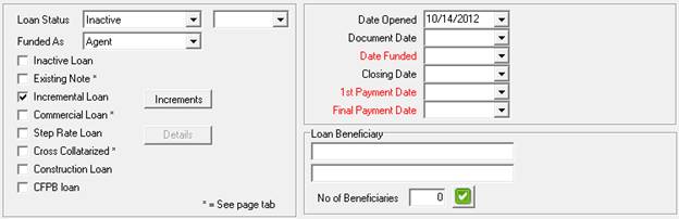 Setting up an Incremental Loan
