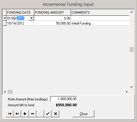 Setting up an Incremental Loan