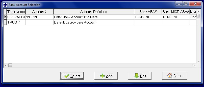 Entering Bank Account Information
